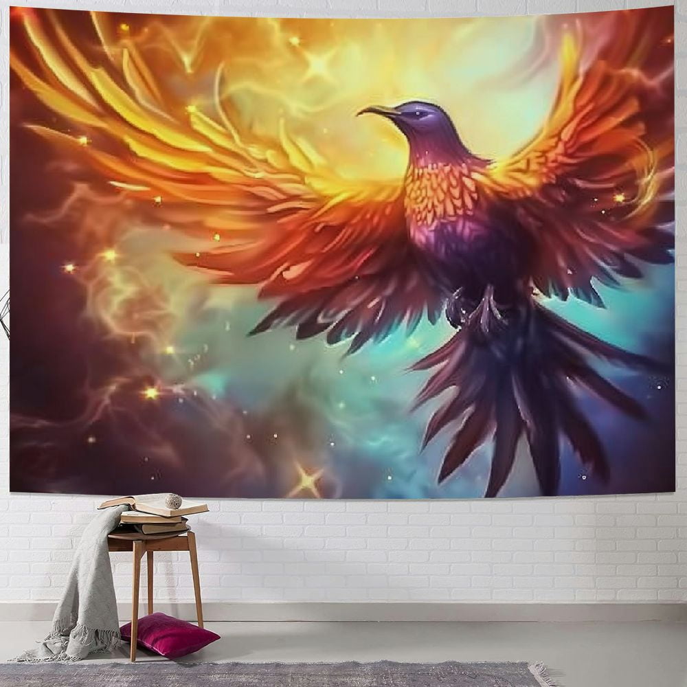 Chilfamy Secular Bird Tapestry, Phoenix Flame Bird Tapestry ...