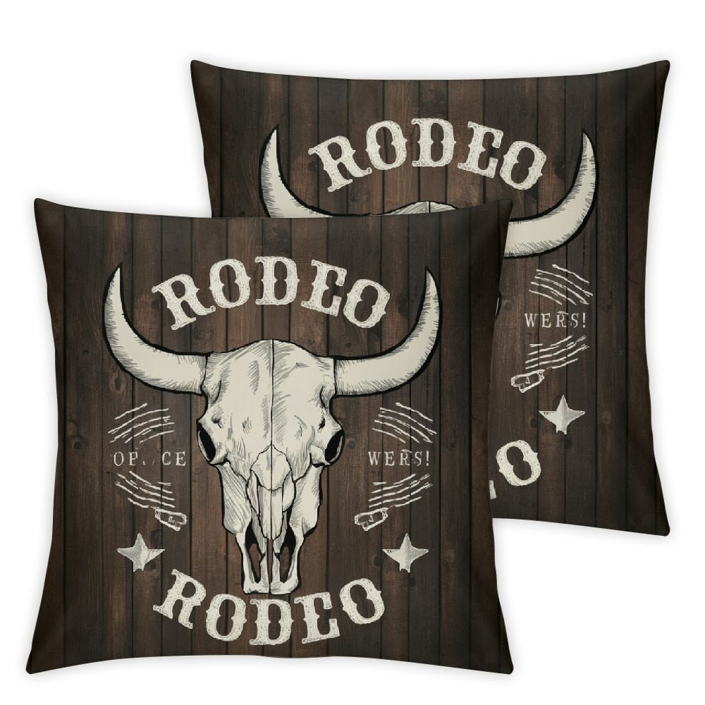 Chilfamy Set of 2 Vintage Rodeo Cowboy Decorative Throw Pillow Covers ...