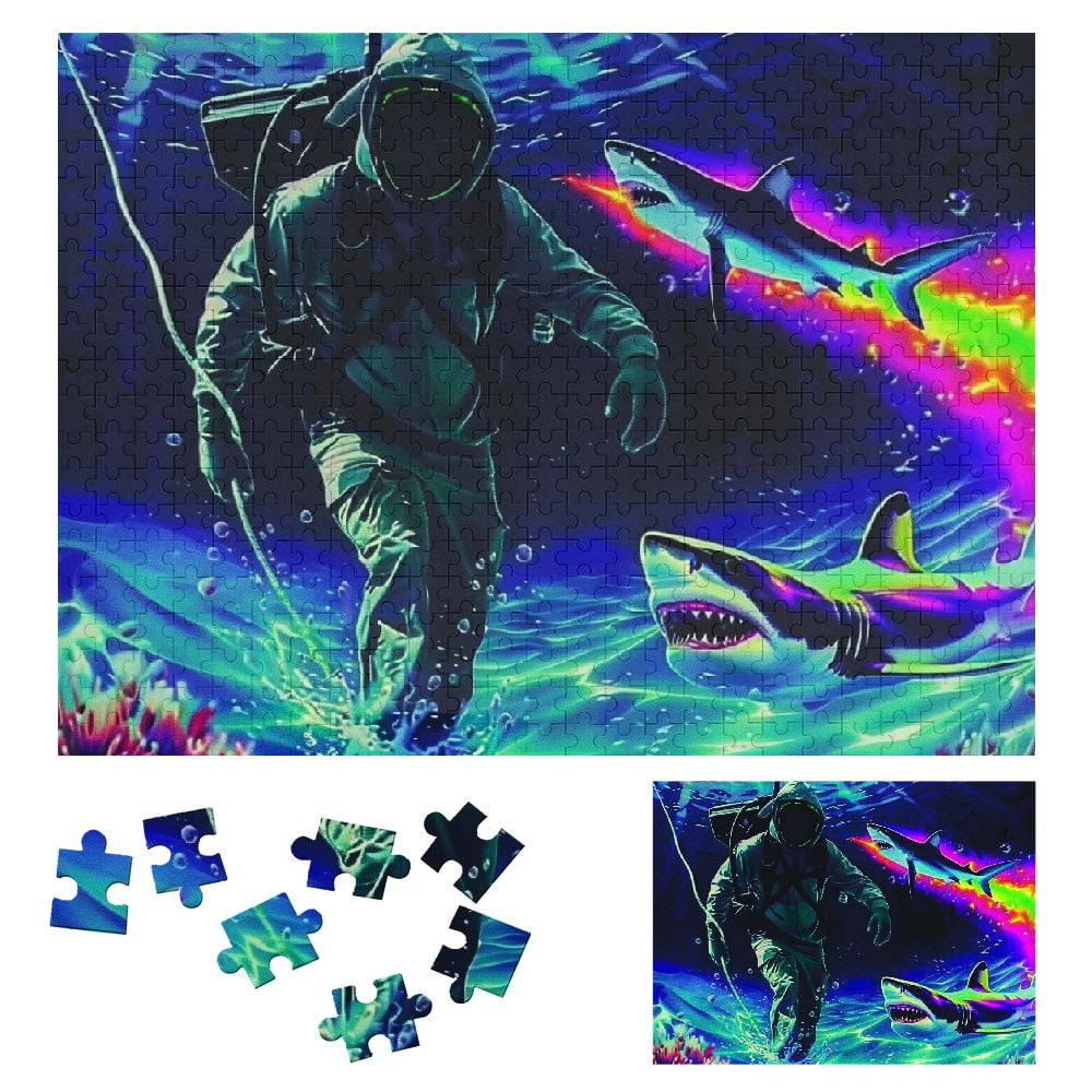 Chilfamy Shark Wooden Jigsaw Puzzle for Adults and Kids - Wall Art ...