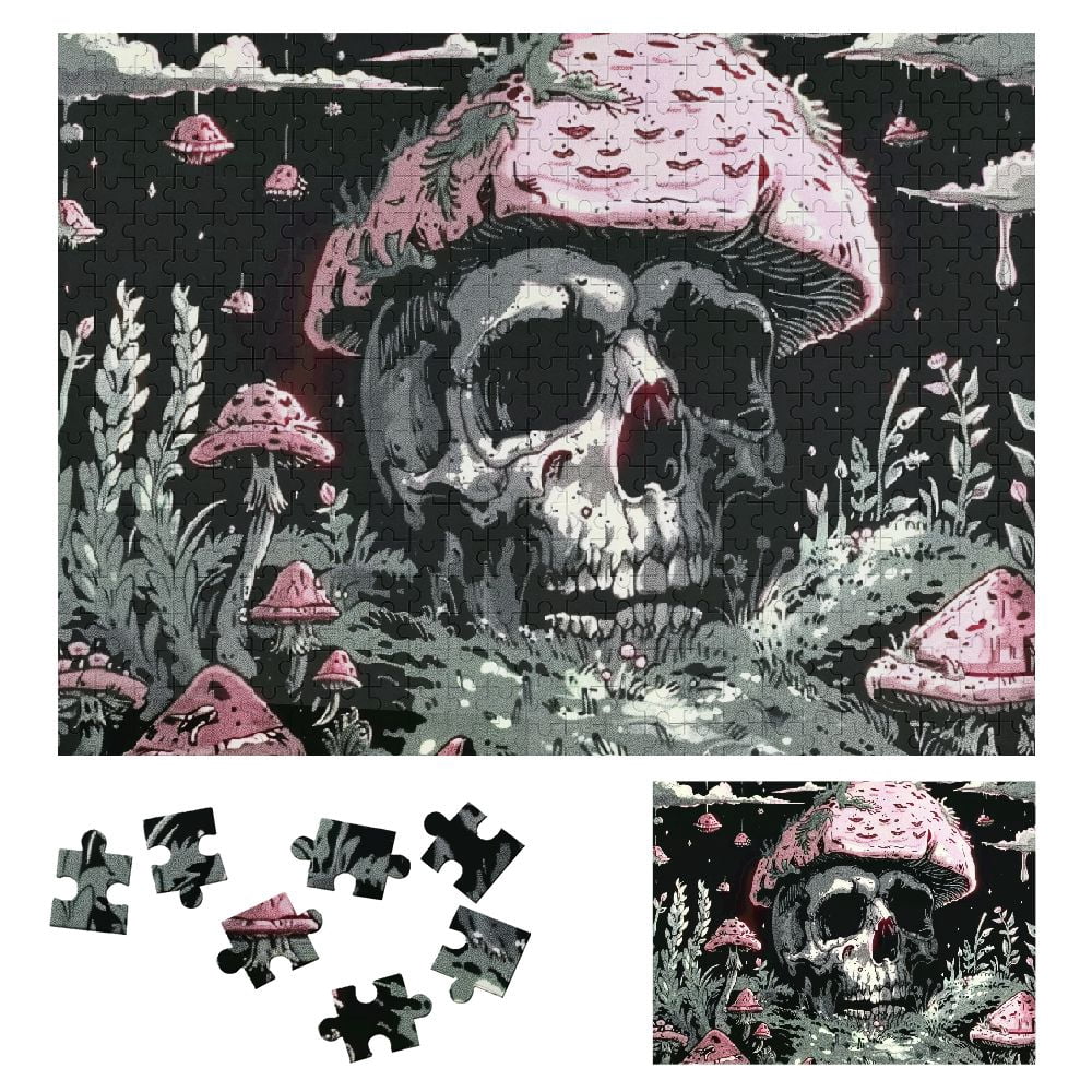 Chilfamy Skull Mushrooms Forest Wooden Jigsaw Puzzle for Adults ...
