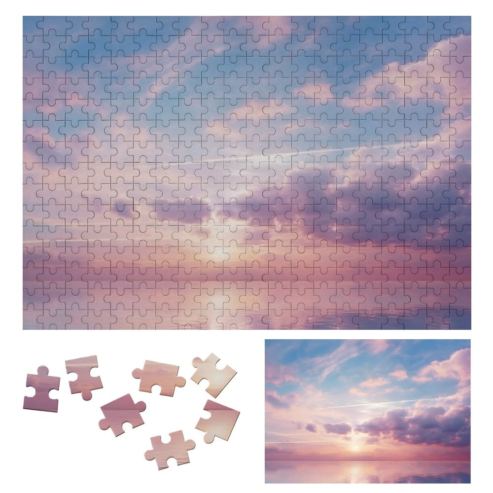 Chilfamy Sky Water Clouds Wooden Unique Shapes Jigsaw Puzzle Impossible Puzzles Gift for Family ...