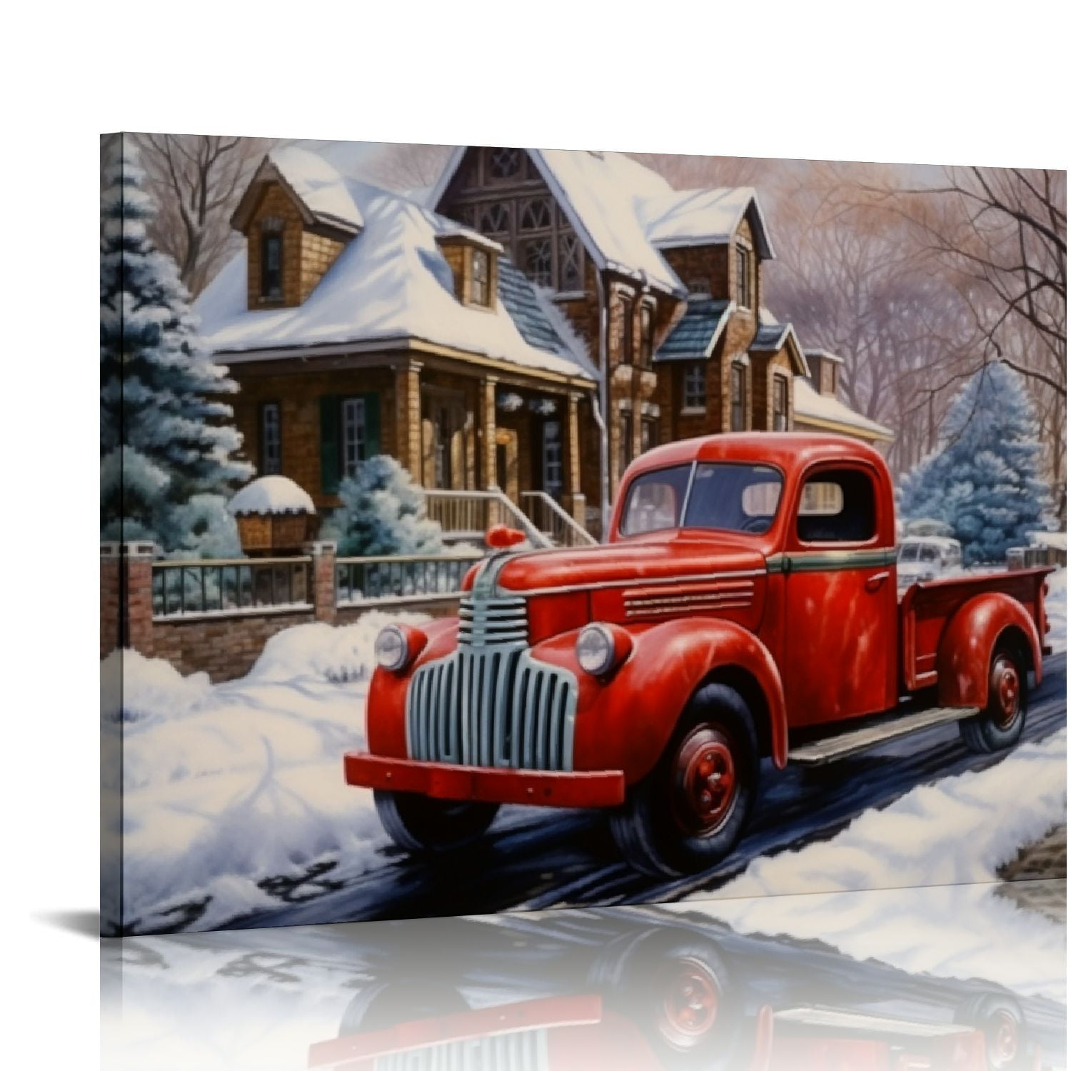 Chilfamy Snow Clock Tower Canvas Wall Art Decor Print - Ready To Hang ...