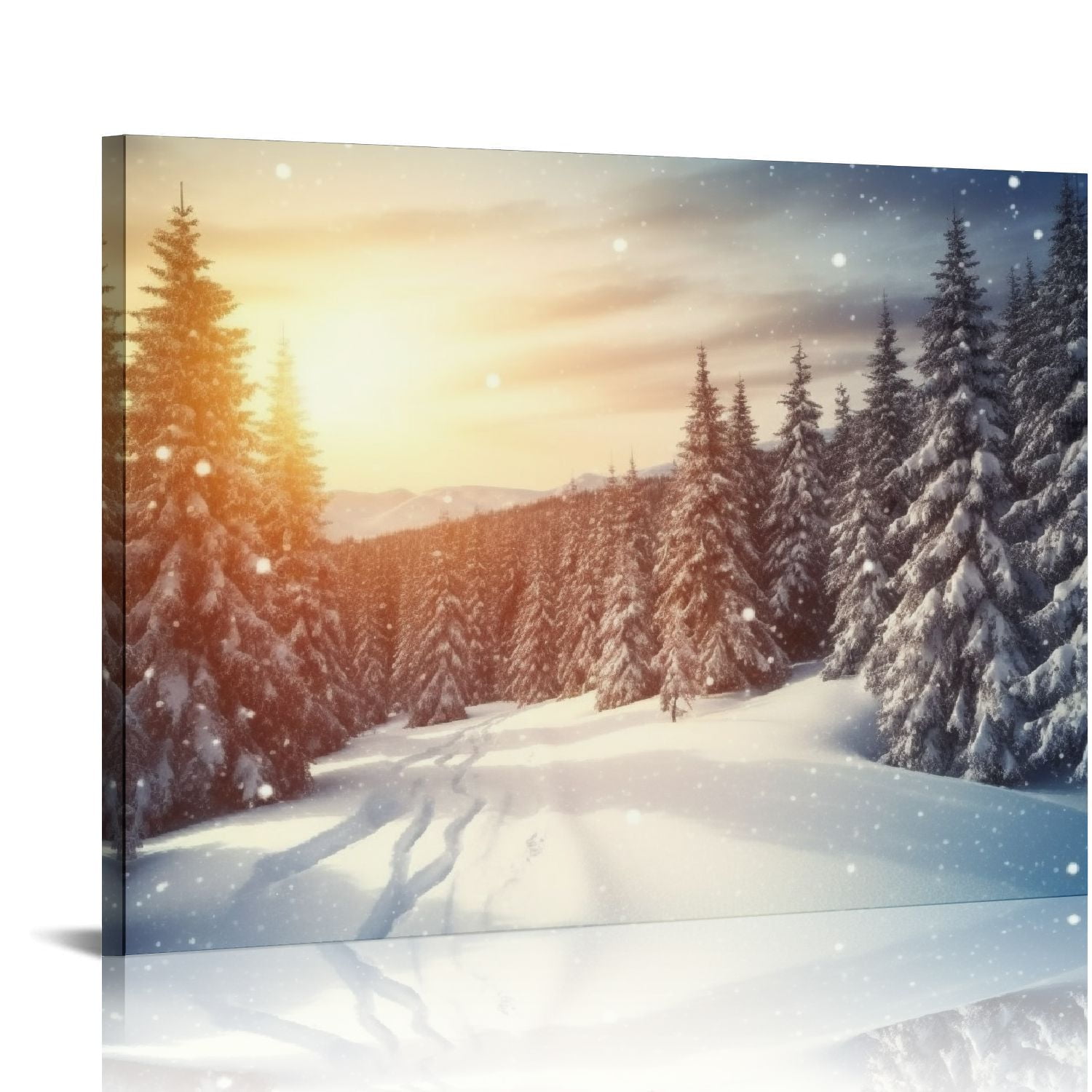 Chilfamy Snow Trees Sun Canvas Print on Canvas Ready to Hang Home Art ...
