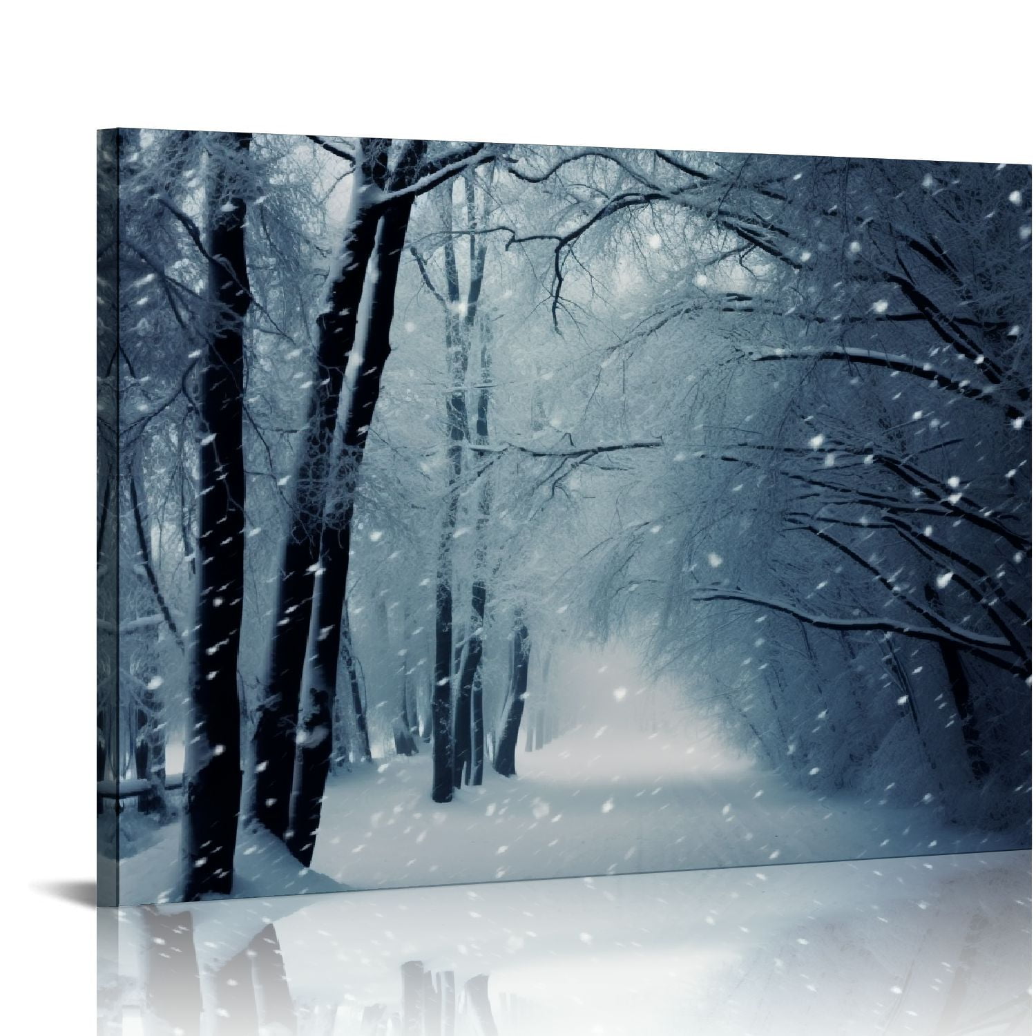 Chilfamy Snowfall Trees Road Canvas Prints Wall Art Decor Ready to Hang ...