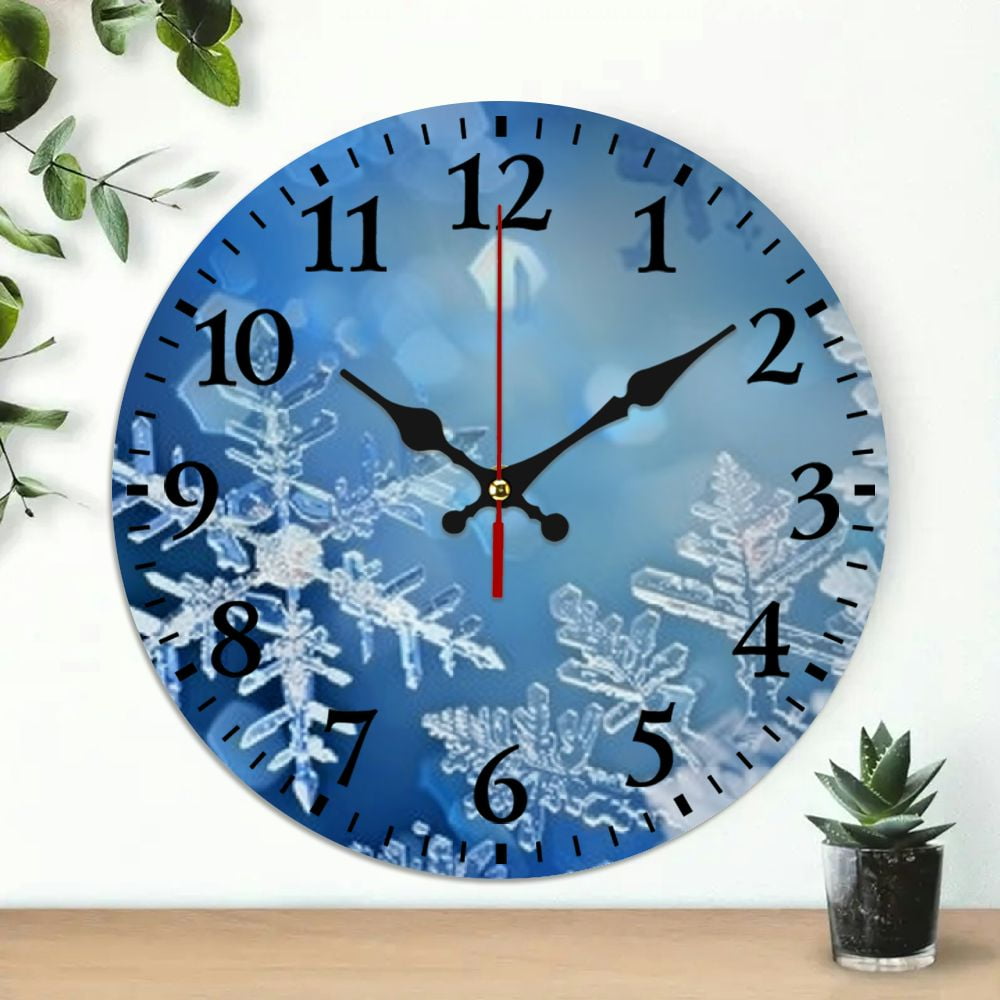 Chilfamy Snowflake Wall Art Decor Hanging Clock Battery Operated 10 ...