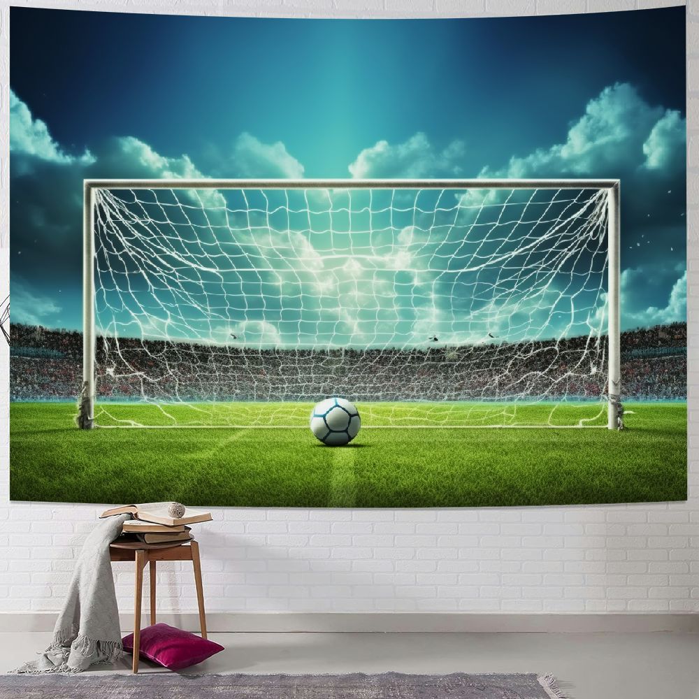 Chilfamy Soccer Tapestry, Soccer Goal Post Sports Area Winner Loser ...