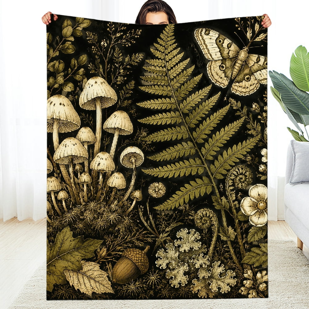 Chilfamy Soft Flannel Fleece Blanket, Forest Floor Illustration ...