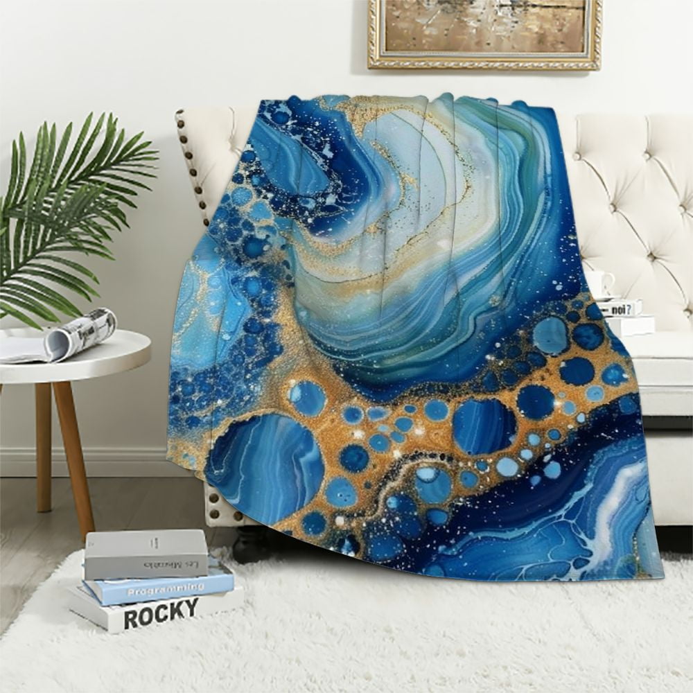 Chilfamy Soft Warm Throw Blankets Agate Geode Glitter Dusty Blue Soft ...