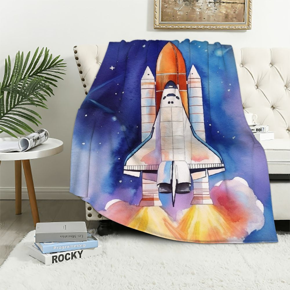 Chilfamy Space Shuttle, Stars, Planets Soft Cozy Printed Blanket ...