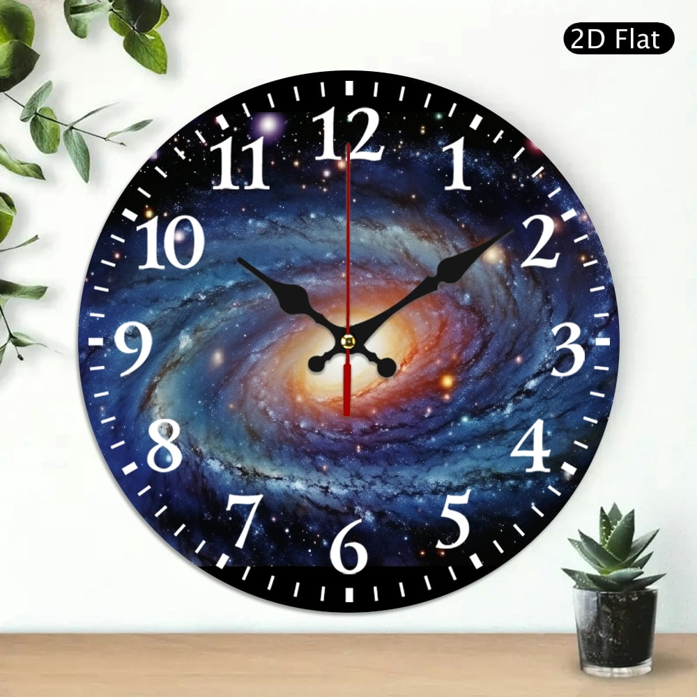 Chilfamy Spiral Galaxy Stars Space Art Theme Wooden Wall Clock 10 Inch ...
