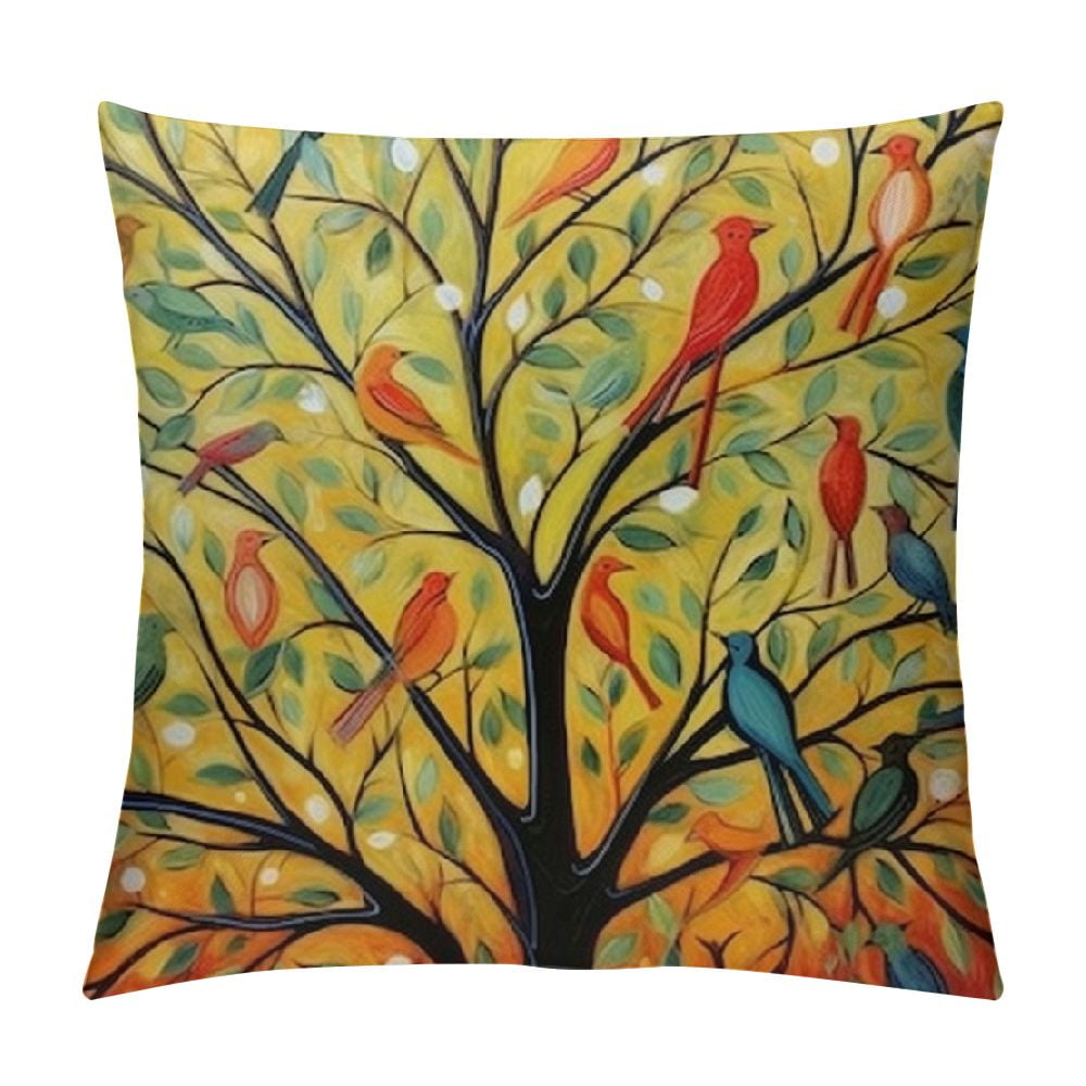 Chilfamy Spring Birds Throw Pillow Covers, Outdoor Farmhouse Birds ...