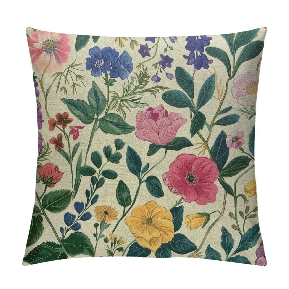 Chilfamy Spring Floral Pillow Covers Watercolor Pink Flowers Sage Green ...