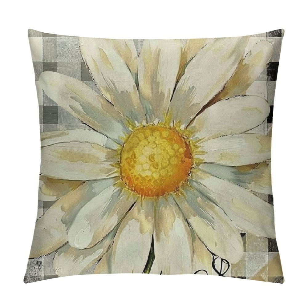 Chilfamy Spring Pillow Covers Buffalo Plaid Daisy Truck Bloom Spring ...