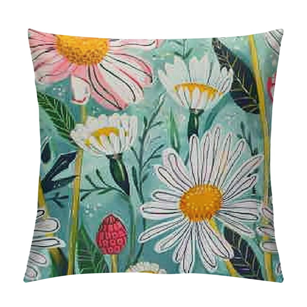 Chilfamy Spring Pillow Covers Floral Daisy Bloom, Farmhouse Decorative ...