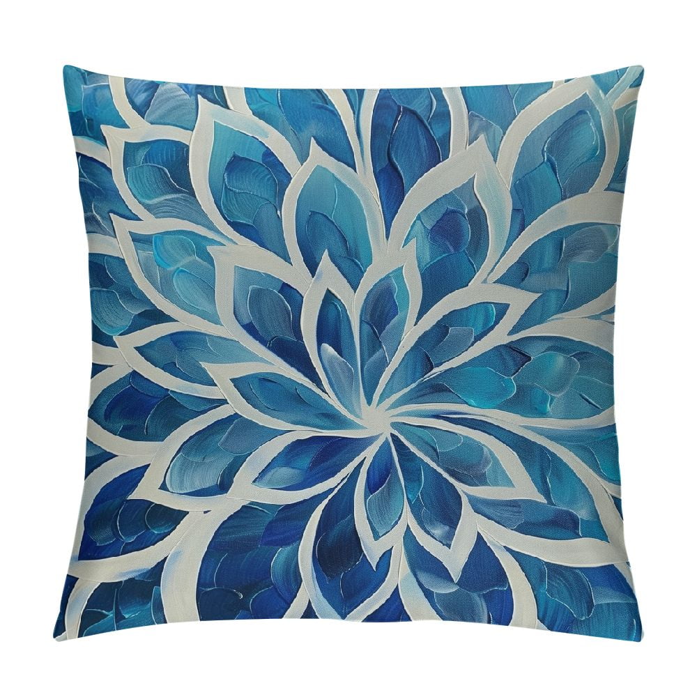 Chilfamy Spring Teal Dahlia Pillow Covers Navy Blue Teal Floral Couch ...
