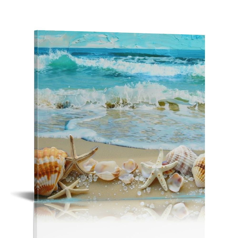 Chilfamy Starfish Seashells Beach Wall Art Canvas Prints for Living ...