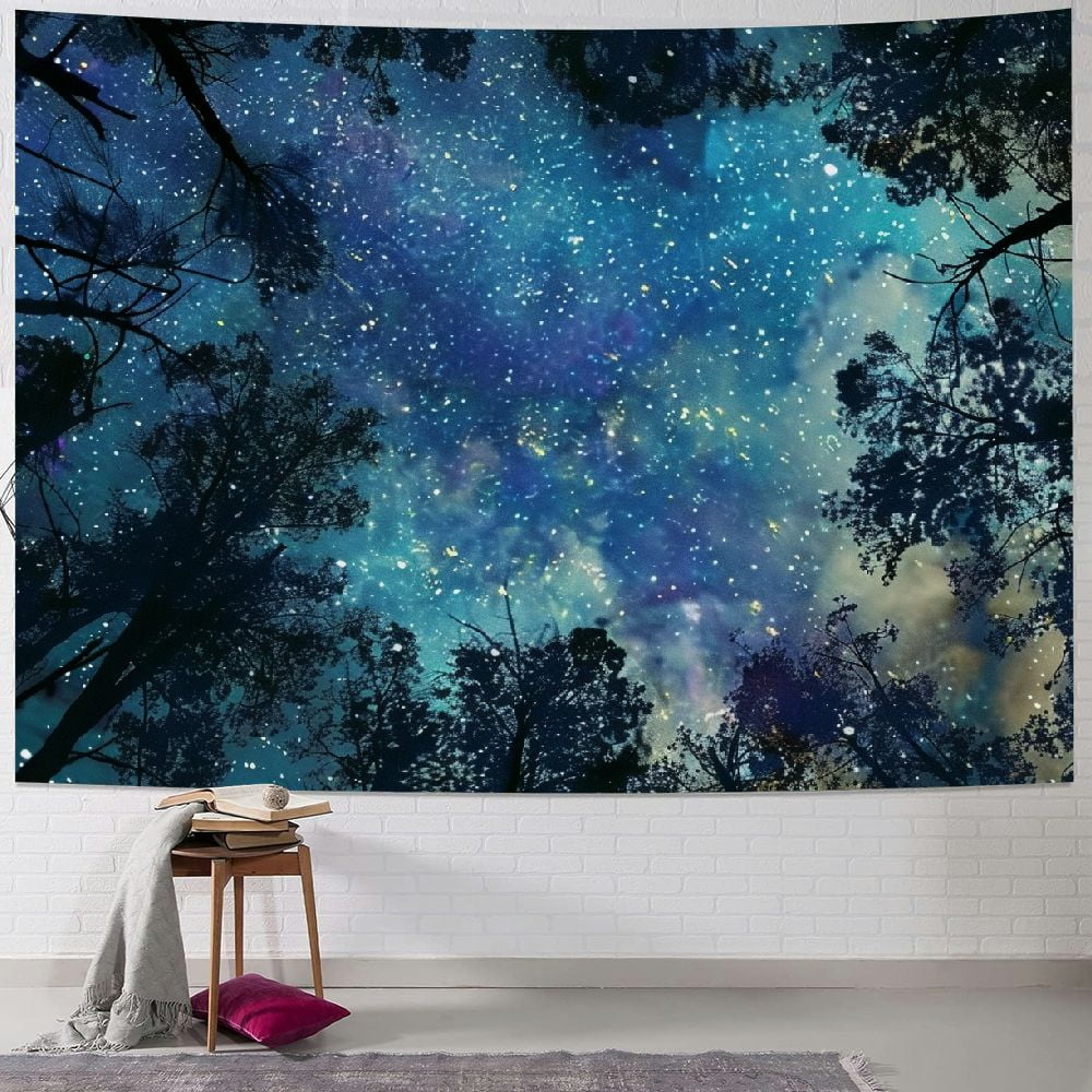 Chilfamy Starry Night Sky Tapestry Rustic Wall Art Stars Landscape ...
