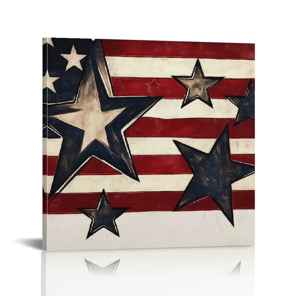 Chilfamy Stars American Flag Wall Decor Canvas Print Ready To Hang ...