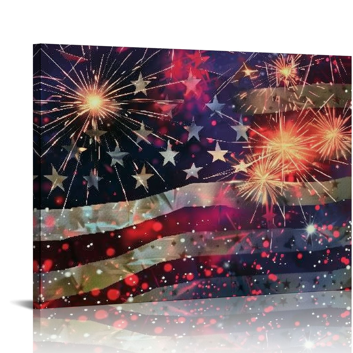 Chilfamy Stars Fireworks Flag Canvas Print Art Modern Wall Decor for ...
