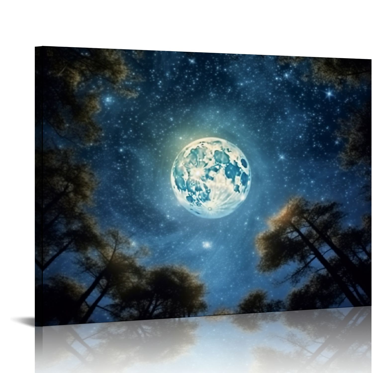 Chilfamy Stars Full Moon Canvas Wall Decor for Bathroom and Bedroom ...