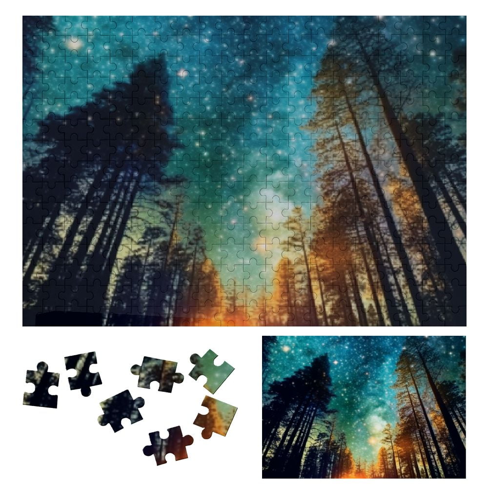 Chilfamy Stars Trees Night Sky Wooden Jigsaw Puzzle Family Friends Gift ...