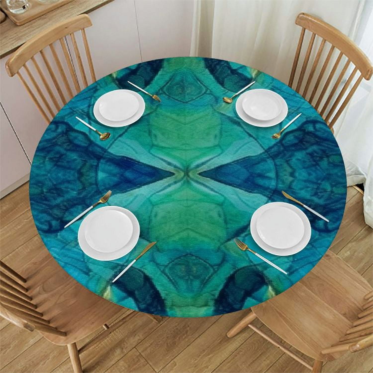 Chilfamy Stone Blue Gold Marble Round Tablecloth – Water Repellent ...