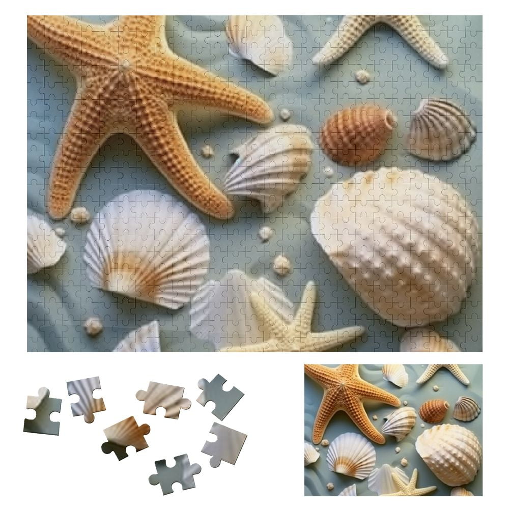 Chilfamy Summer Beach Seashell Starfish Puzzles Jigsaw Puzzle, Summer ...