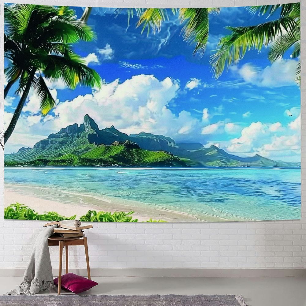 Chilfamy Summer Beach Theme Photo Hawaiian Ocean Blue Sky Seaside ...