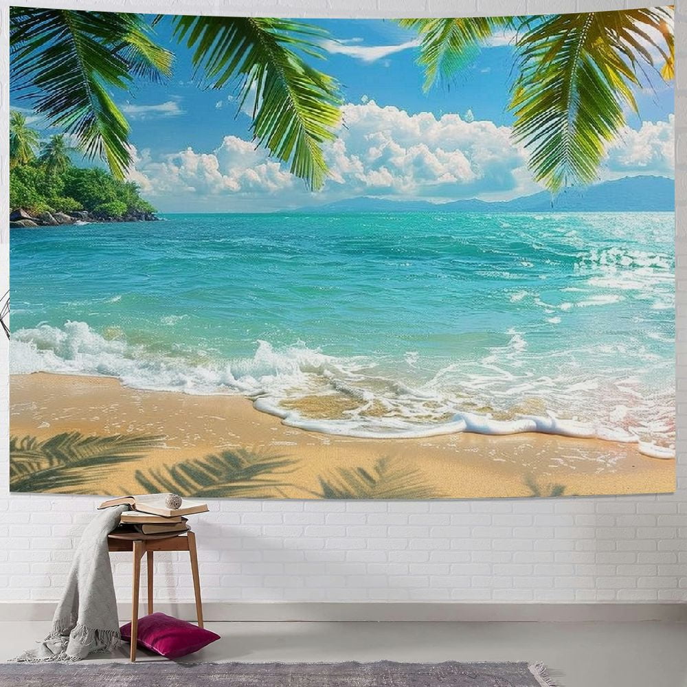 Chilfamy Summer Beach Theme Tapestry Wall Hanging Palm Trees Ocean Sea ...