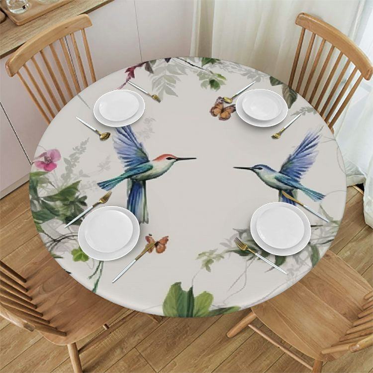 Chilfamy Summer Tropical Palm Leaf Round Tablecloth Spring Floral ...