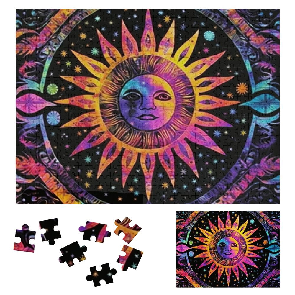 Chilfamy Sun Moon Colorful Design Wooden Jigsaw Puzzle, Impossible Hard ...