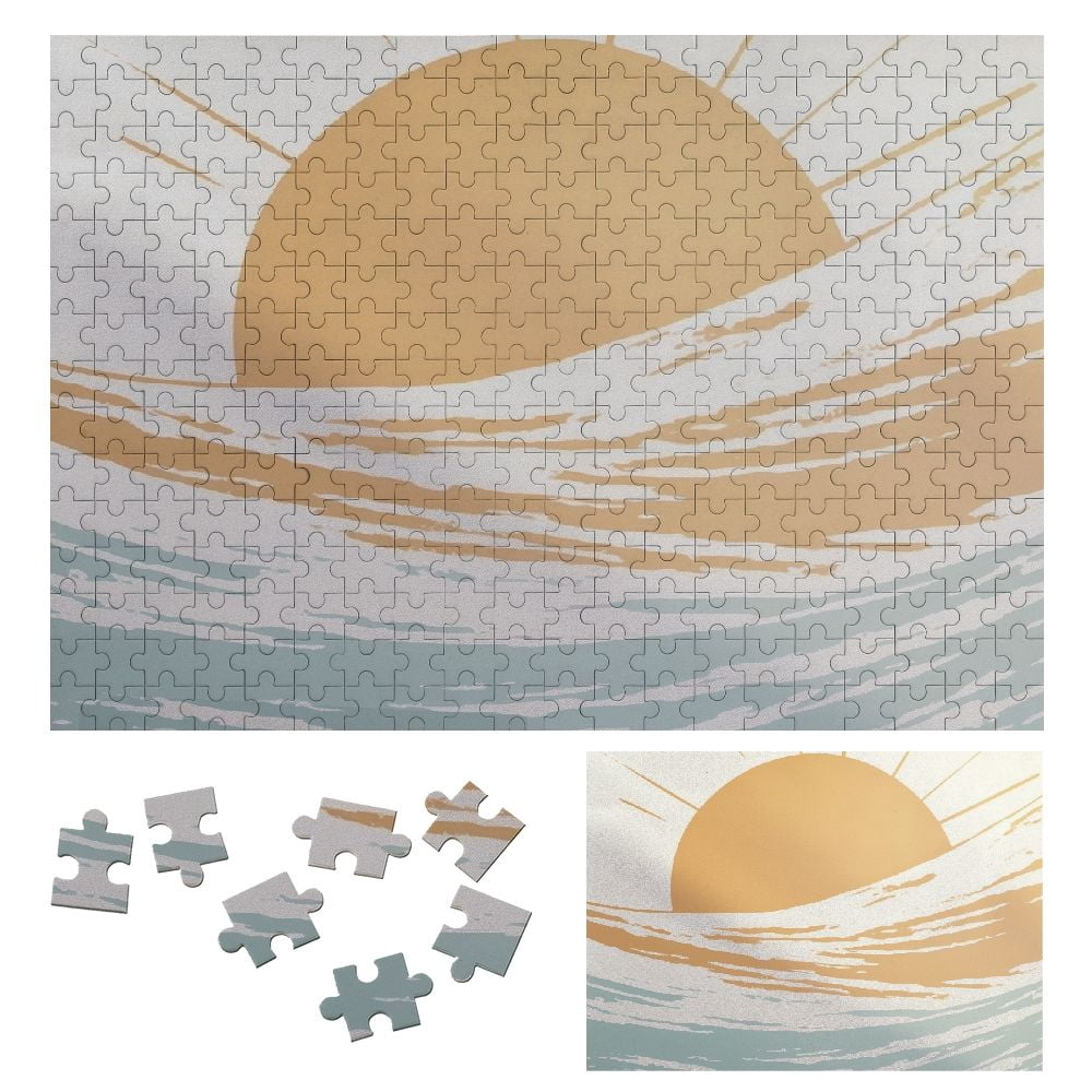 Chilfamy Sun Ocean Boat Wooden Jigsaw Puzzle Unique Shapes Challenging ...