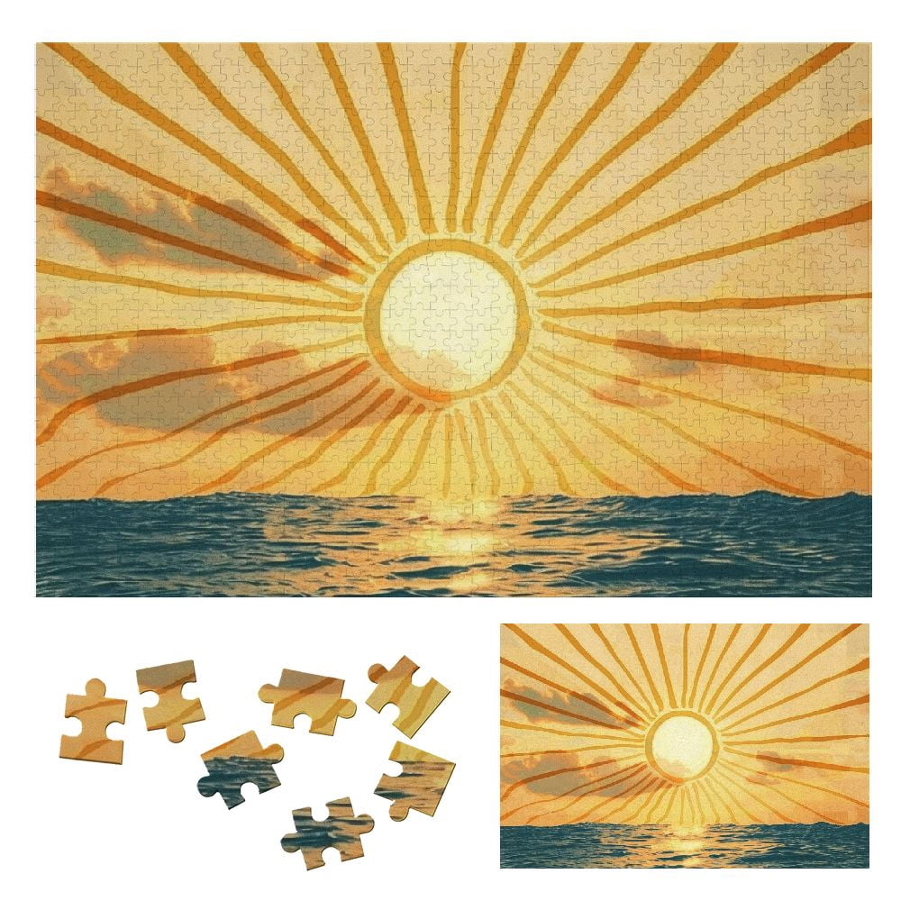 Chilfamy Sun Ocean Clouds Wooden Jigsaw Puzzle for Adults - Impossible ...