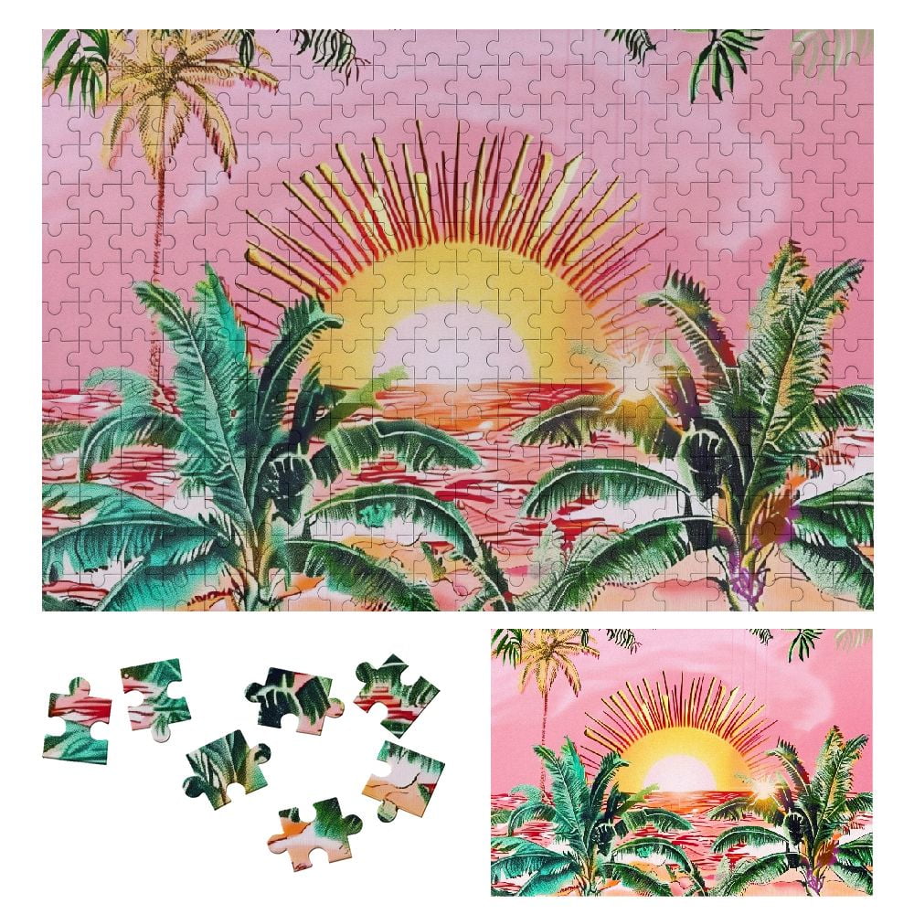 Chilfamy Sun Palm Trees Wooden Jigsaw Puzzle Wall Art Decor Challenging ...