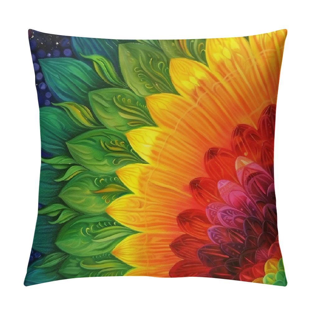 Chilfamy Sunflower Rainbow Print Throw Pillow Covers Fashion Throw ...