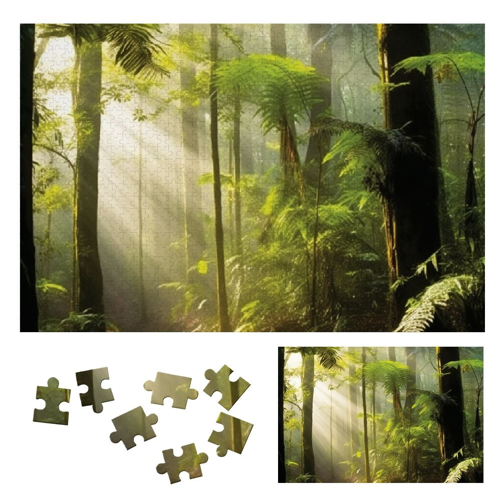 Chilfamy Sunlight Beams Trees Wooden Jigsaw Puzzle | Challenging ...