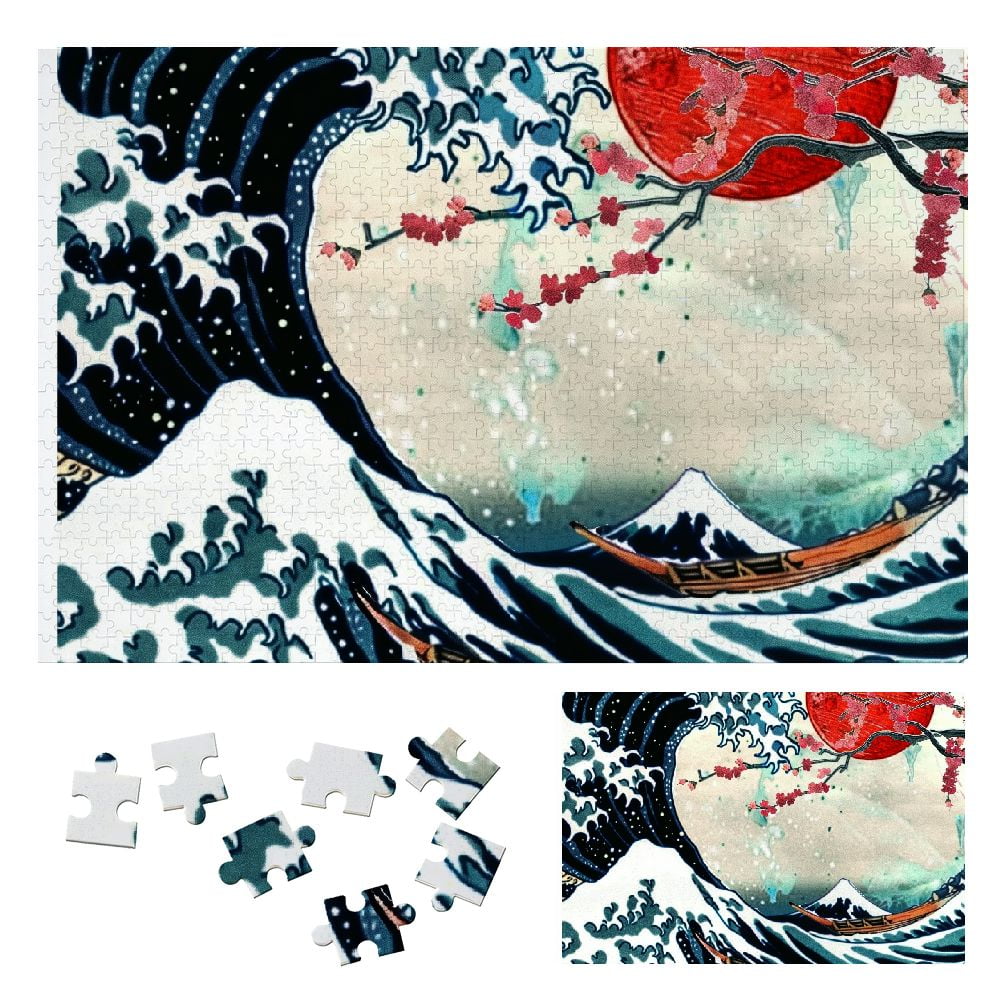 Chilfamy Sunrise Tree Waves Wooden Jigsaw Puzzle for Adults ...