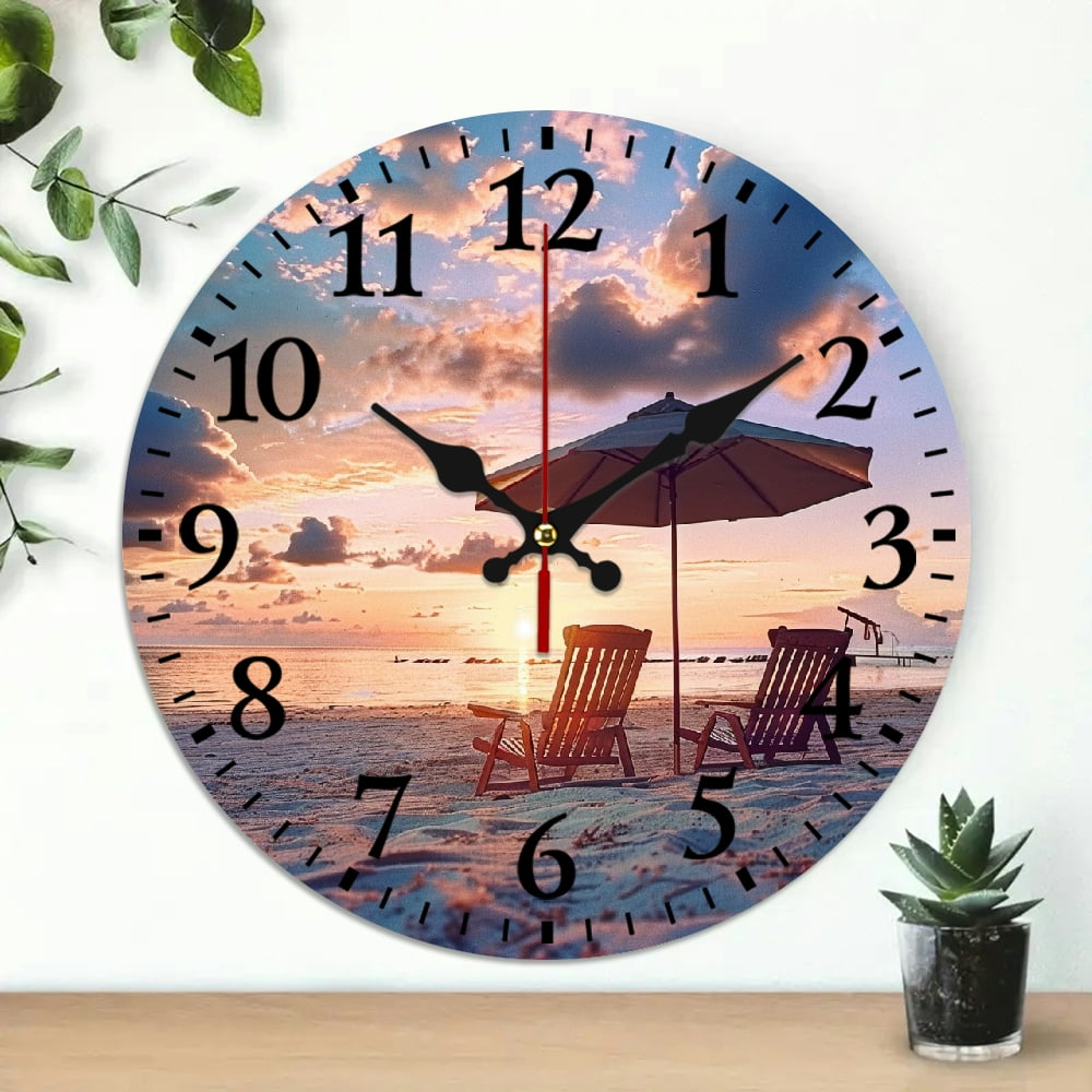Chilfamy Sunset Wall Clock 10 Inch Frameless Silent Design 10x10in - Walmart.com