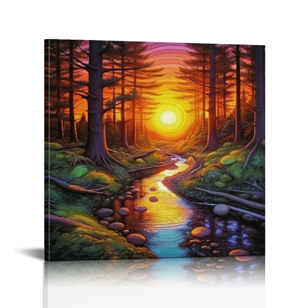 Chilfamy Sunset Wall Decor Print On Canvas Ready To Hang Home Art ...