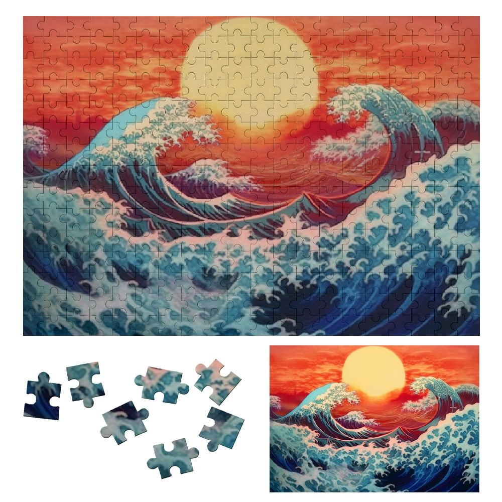 Chilfamy Sunset Wave Sun Wooden Jigsaw Puzzle, Impossible Hard ...