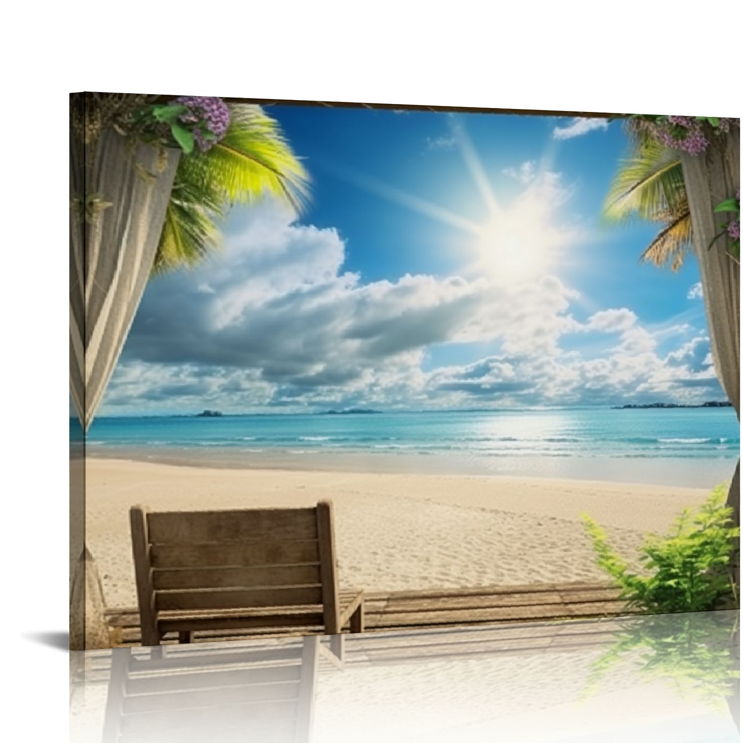 Chilfamy Sunshine Beach Canvas Prints Wall Art Ready to Hang - Ideal ...