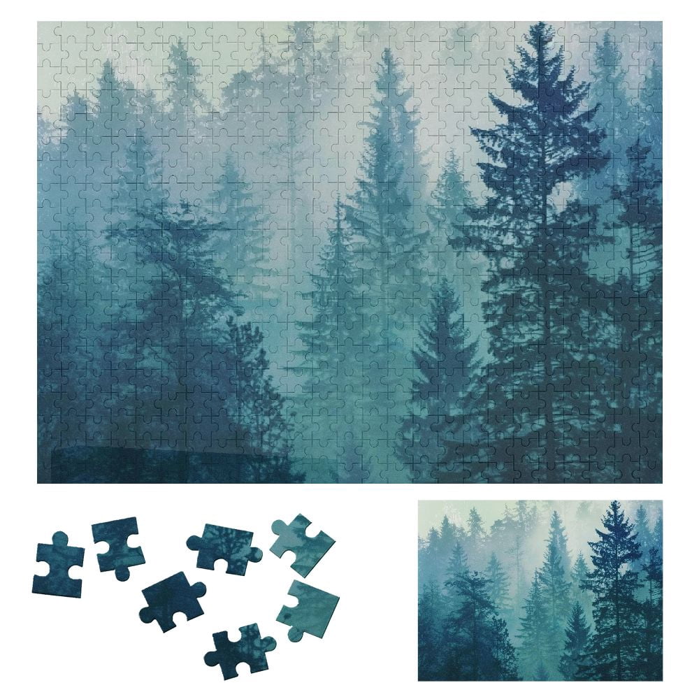 Chilfamy Tall Trees Fog Wooden Jigsaw Puzzle for Adults Challenging ...