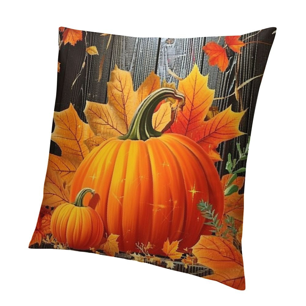 Chilfamy Thanksgiving Pumpinks Pillow Covers ,Retro Fall Maple Leaves ...