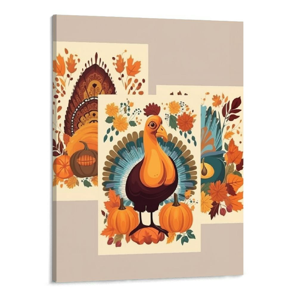 Chilfamy Thanksgiving Turkey Wall Art 16x20in Canvas Wall Art Picture ...