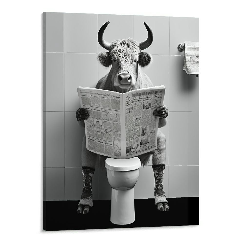 Chilfamy The Cow Reading the Newspaper Print On Canvas Canvas Wall Art ...