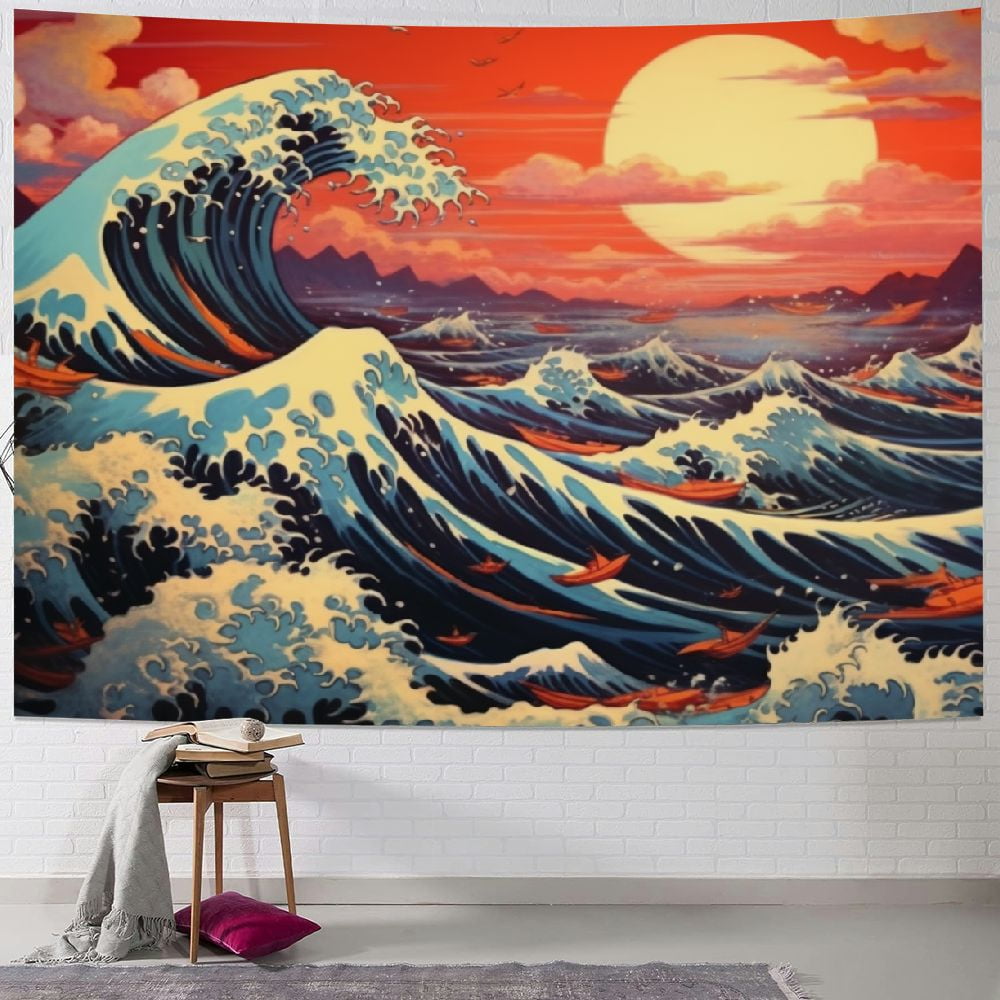 Chilfamy The Great Wave Tapestry Japanese Ocean Sea Wave Tapestries ...