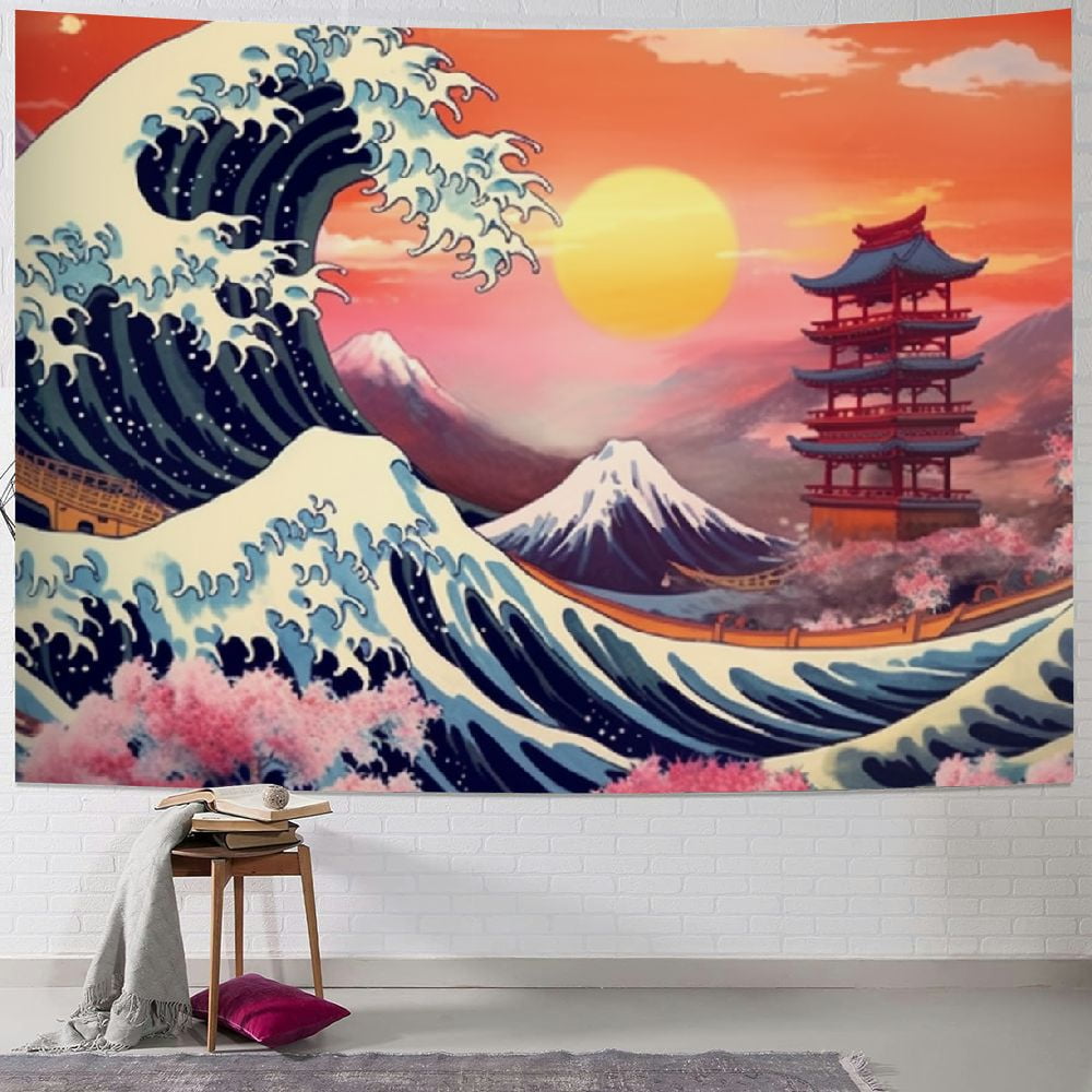 Chilfamy The Great Wave Tapestry Japanese Ocean Wave Wall Tapestry ...