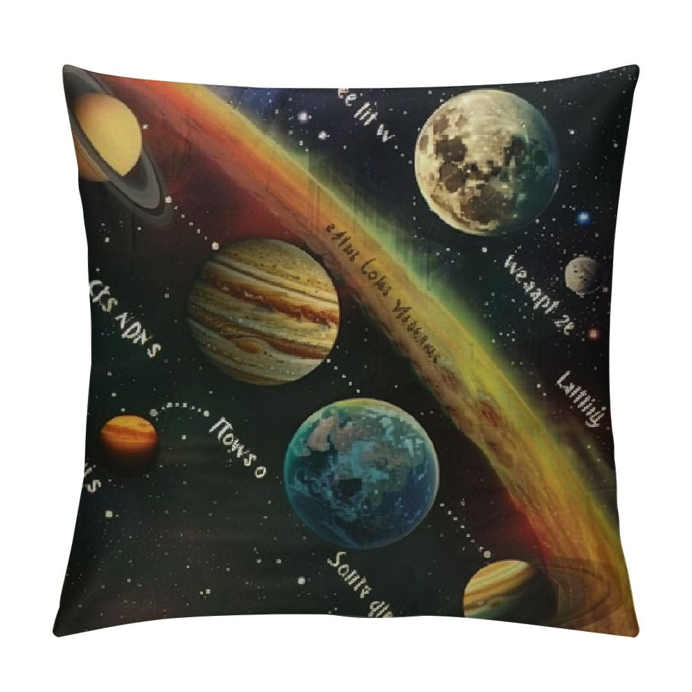 Chilfamy Throw Pillow Cover Outer Space Solar System Decorative Pillow ...