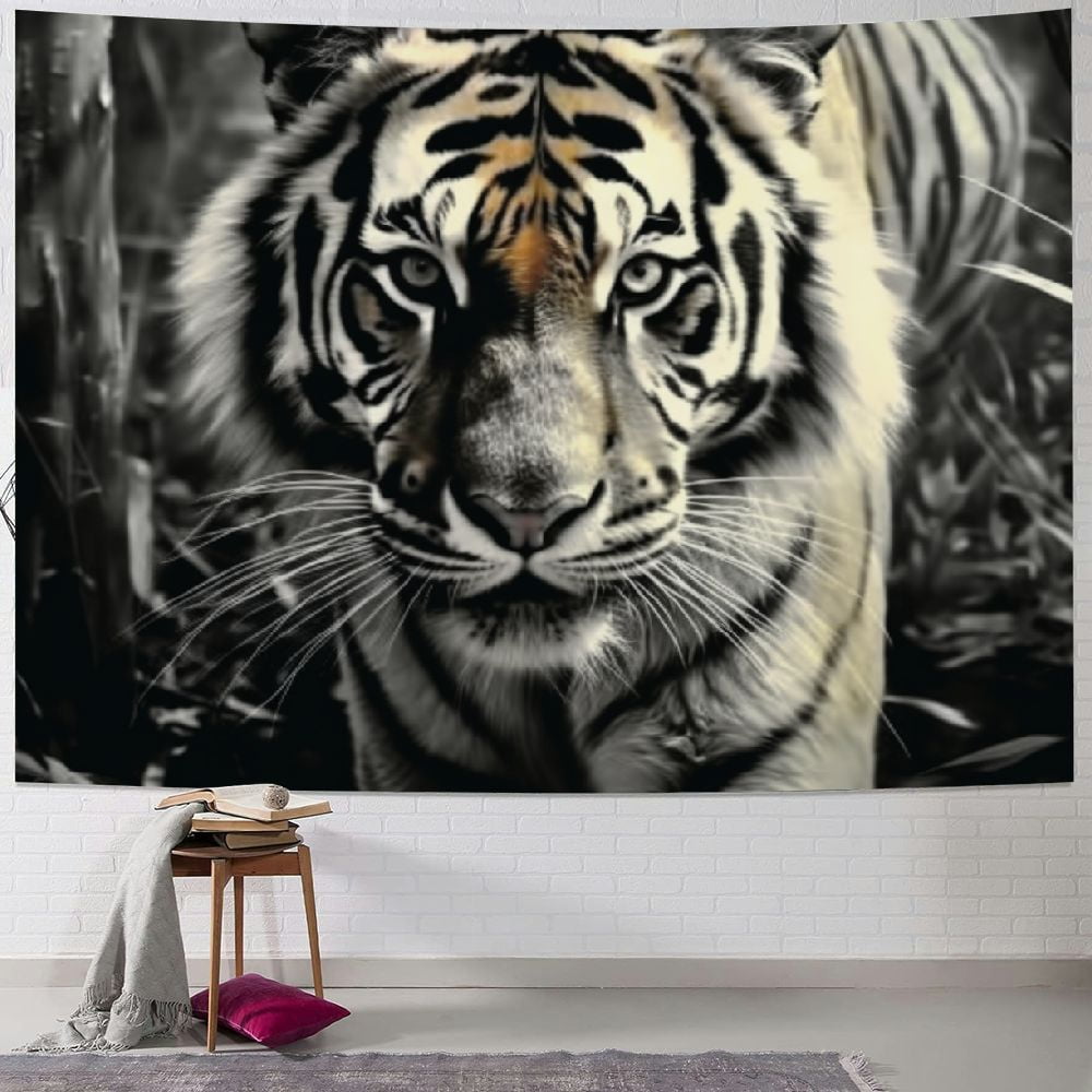 Chilfamy Tiger Tapestry,Ferocious White Wall Tapestry Large Tapestry ...