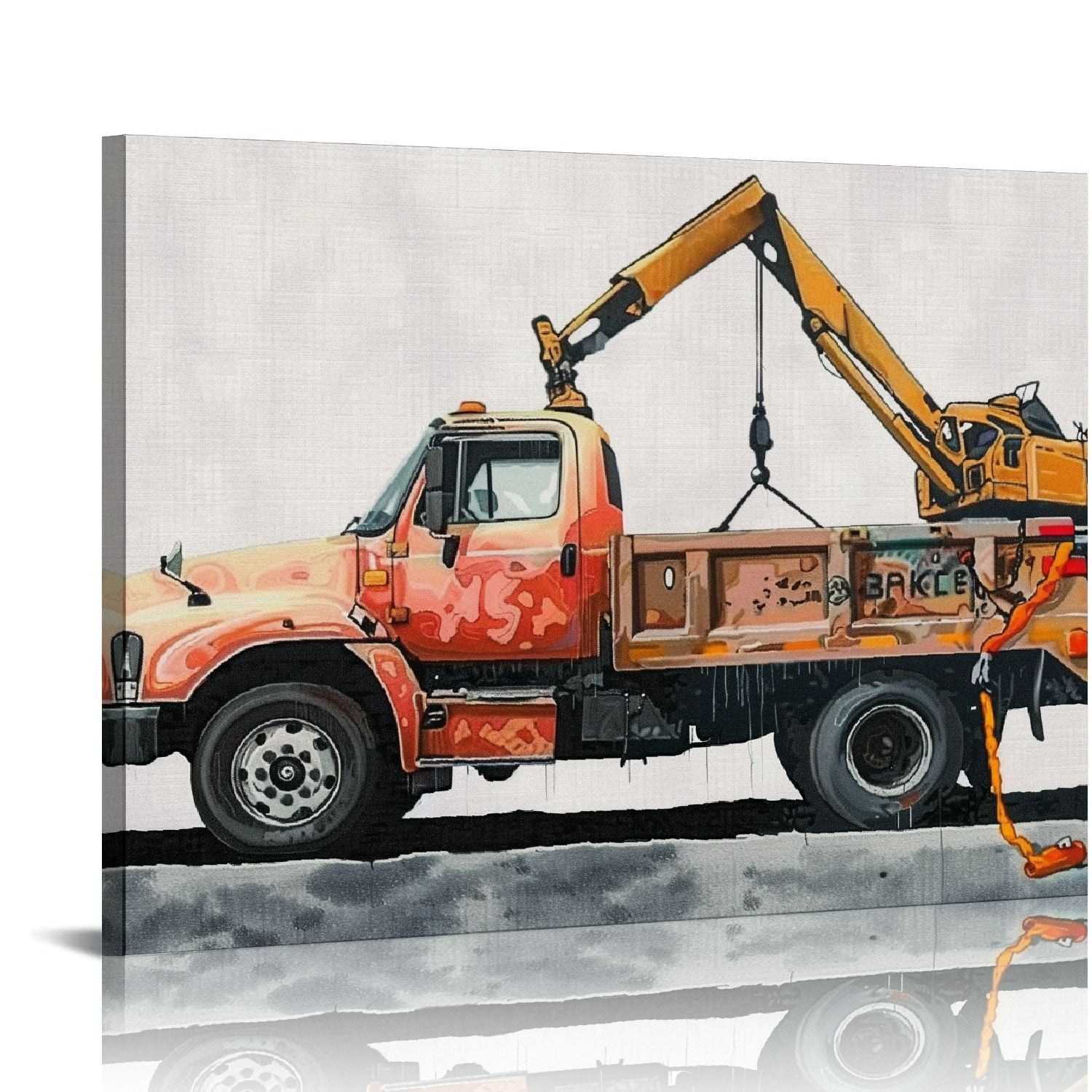 Chilfamy Tow Truck Print Tow Truck Paintings Canvas Wall Art Watercolor ...